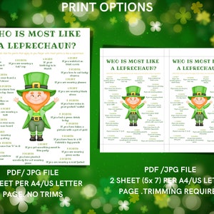 Who is Most Like a Leprechaun Game for Kids Teens & Adults - Etsy