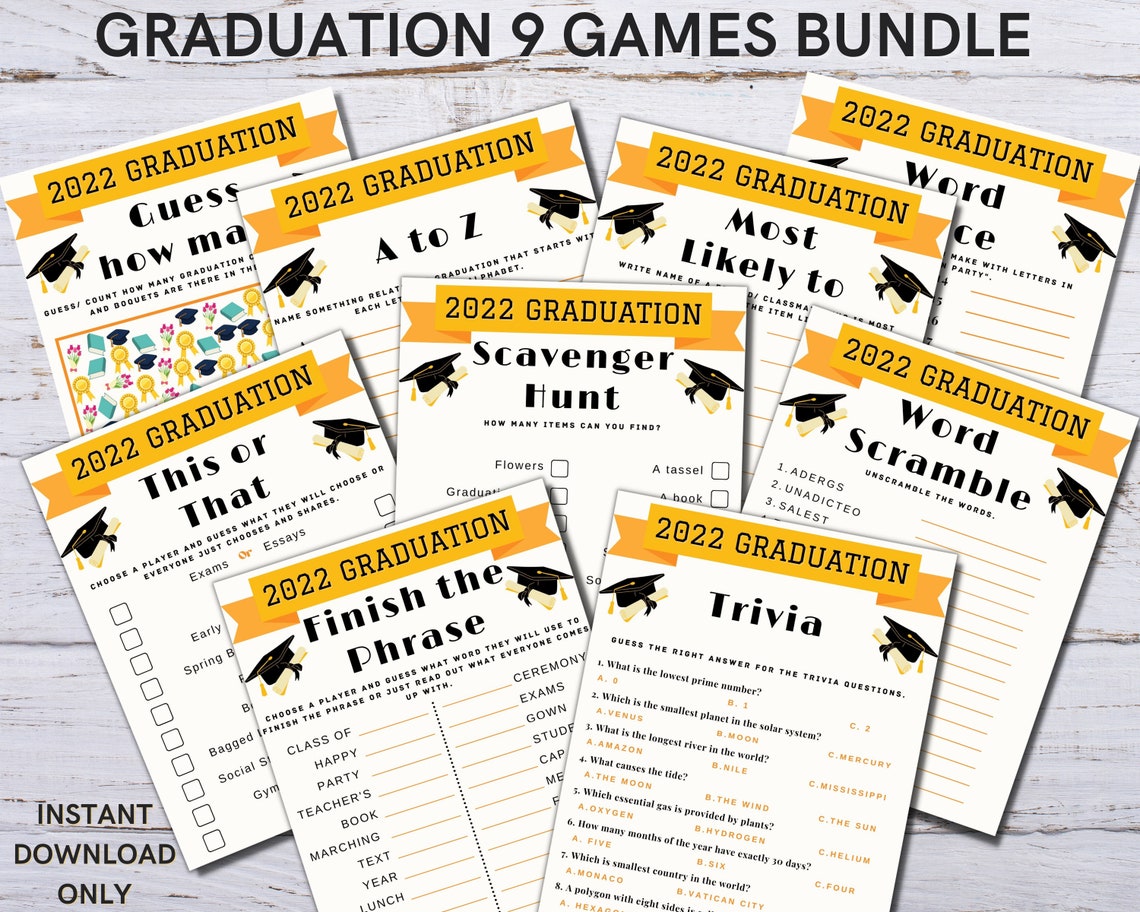 Graduation Games Printable for Fun Party Activity to Celebrate - Etsy