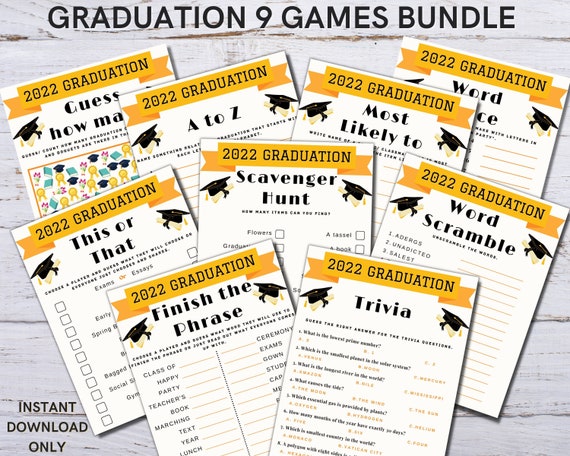 Graduation Games Printable for Fun Party Activity to Celebrate - Etsy