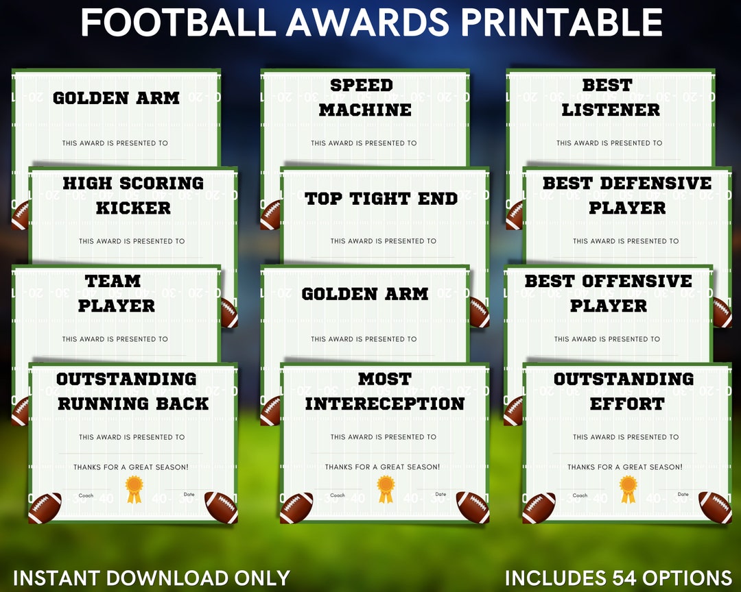 American Football/ Flag Football Birthday or End of Season Awards ...