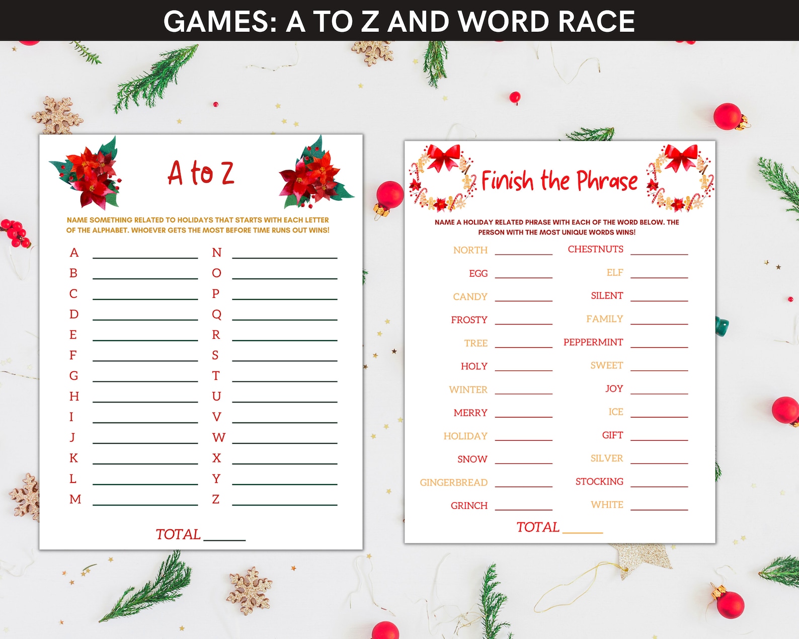 Fun Holiday Games Bundle for Christmas/ Holiday Party Use - Etsy