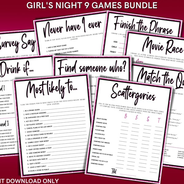 Girls Night Games - Etsy
