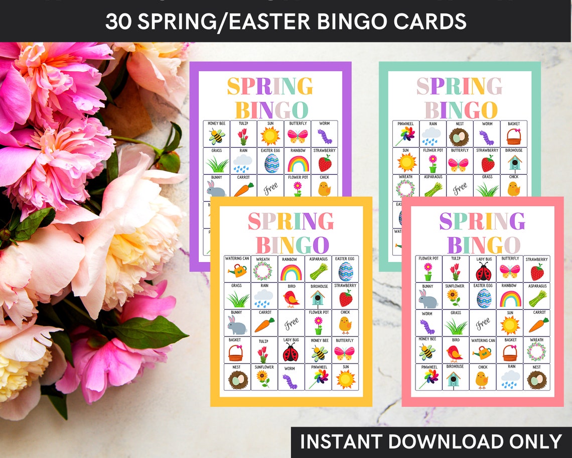 Printable Spring/easter Bingo Cards for a Fun Activity With Kids ...
