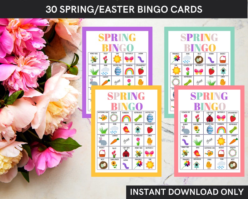 Printable Spring/easter Bingo Cards for a Fun Activity With | Etsy
