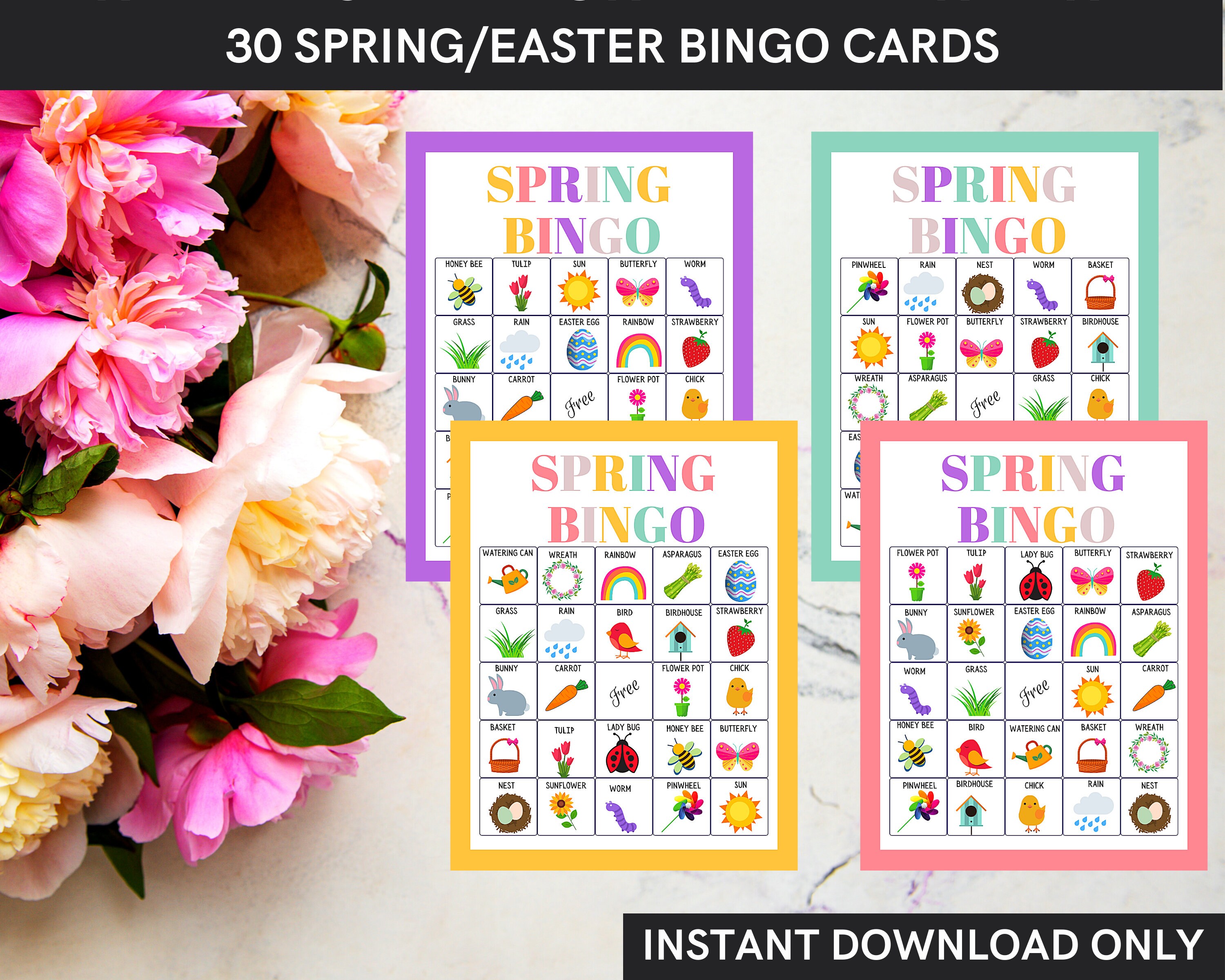 Printable Spring/easter Bingo Cards for a Fun Activity With Kids ...