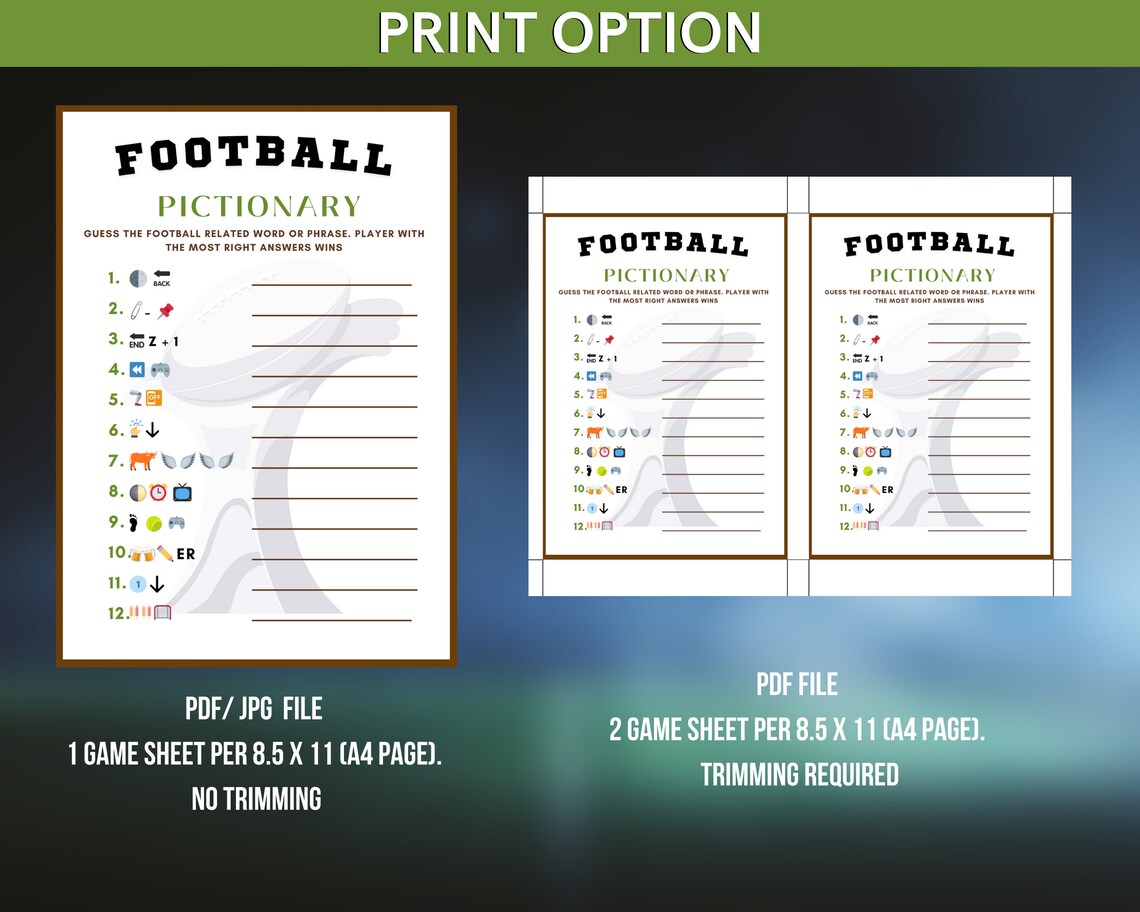 Football Emoji Pictionary Game for American Football Fun - Etsy