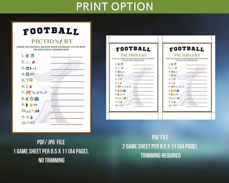 Football Emoji Pictionary Game for American Football Fun - Etsy