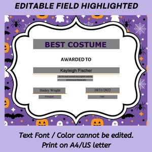 Halloween Costume Contest Award & Voting Card for Party at Home, Work ...