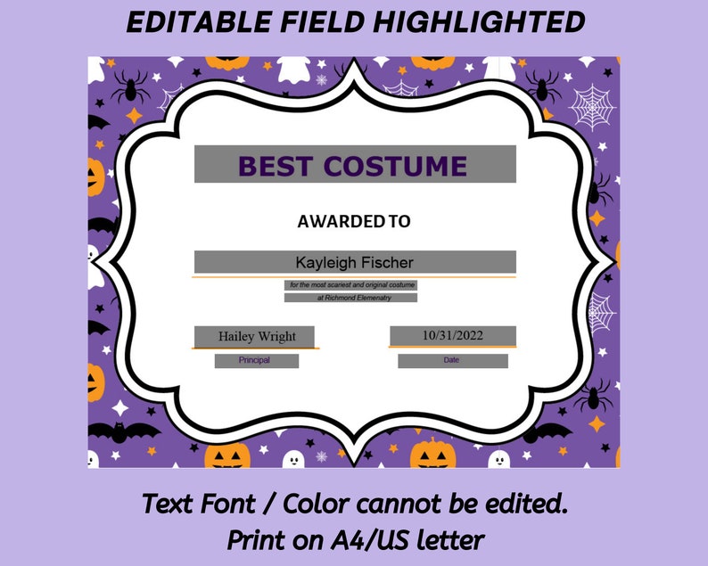 Halloween Costume Contest Award & Voting Card for Party at Home, Work ...