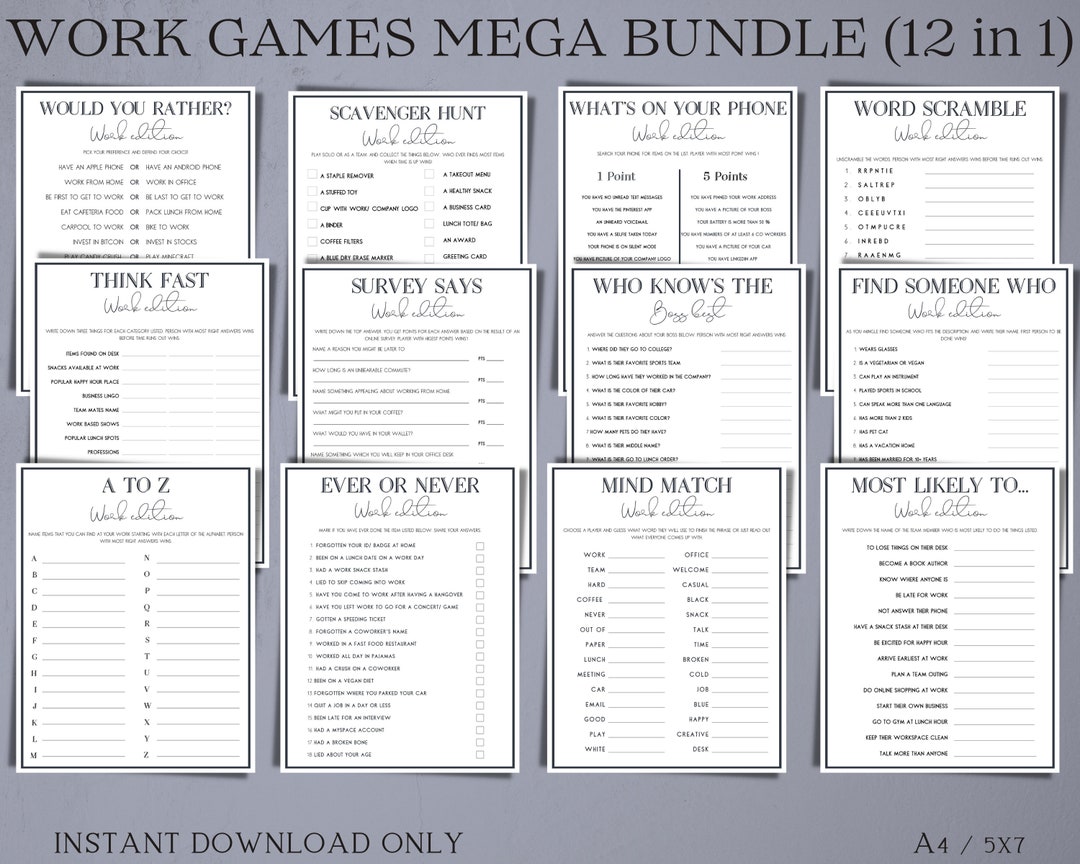 Work or Office Party Games Mega Bundle for Fun Team Building/ Bonding ...
