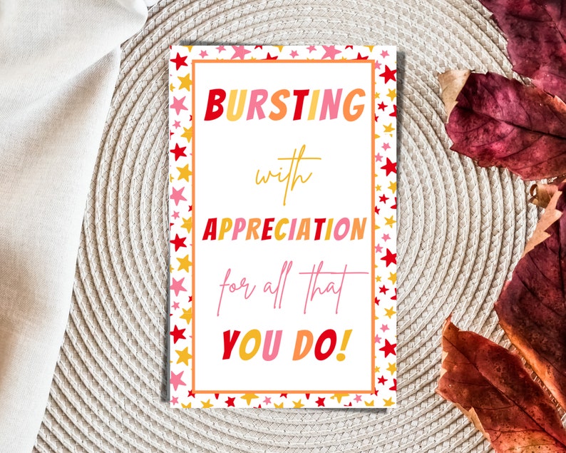 Bursting With Appreciation for All That You Do Tag Thank You - Etsy