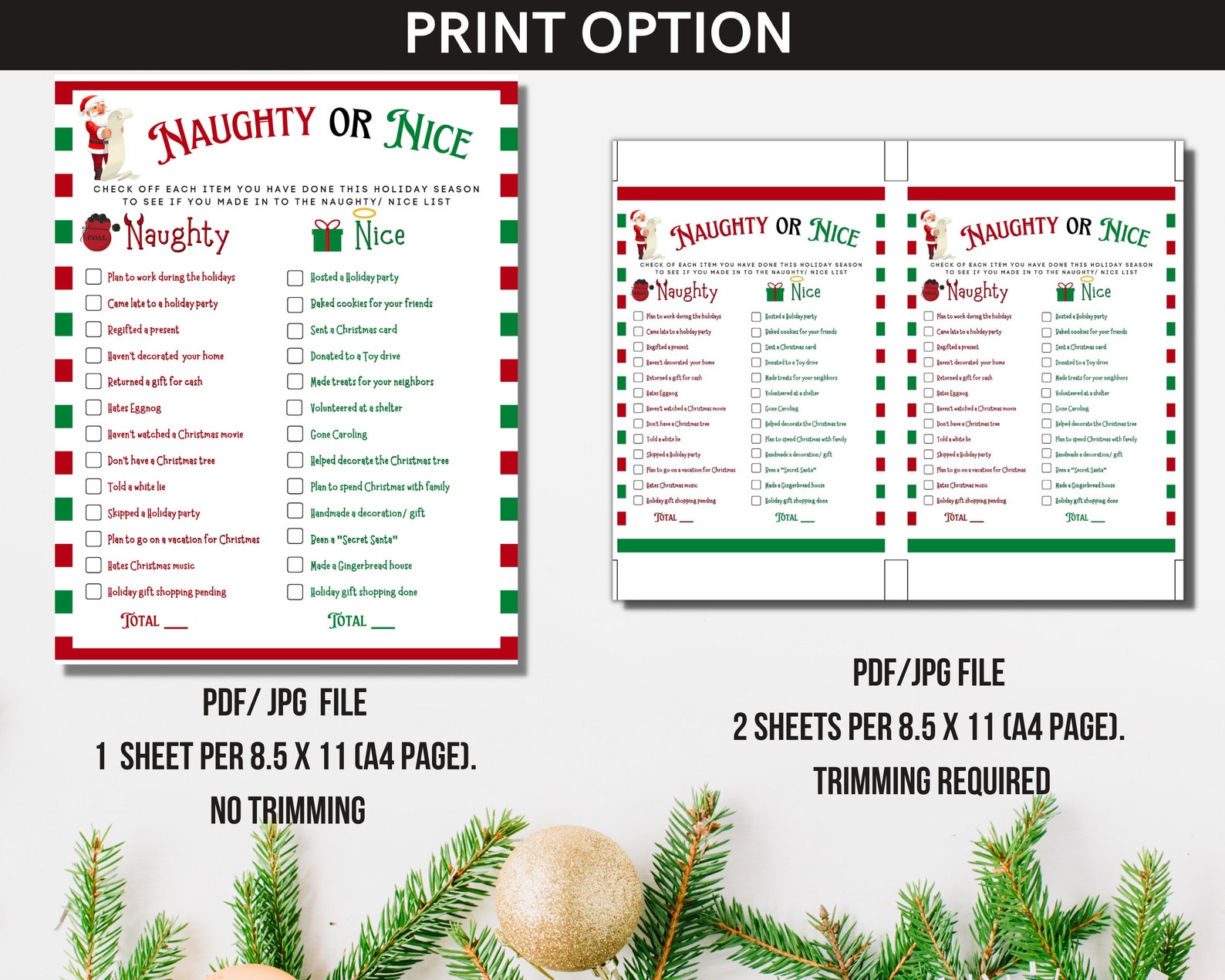 Naughty or Nice Game for an Adult/ Girls Night Holiday/christmas Party ...