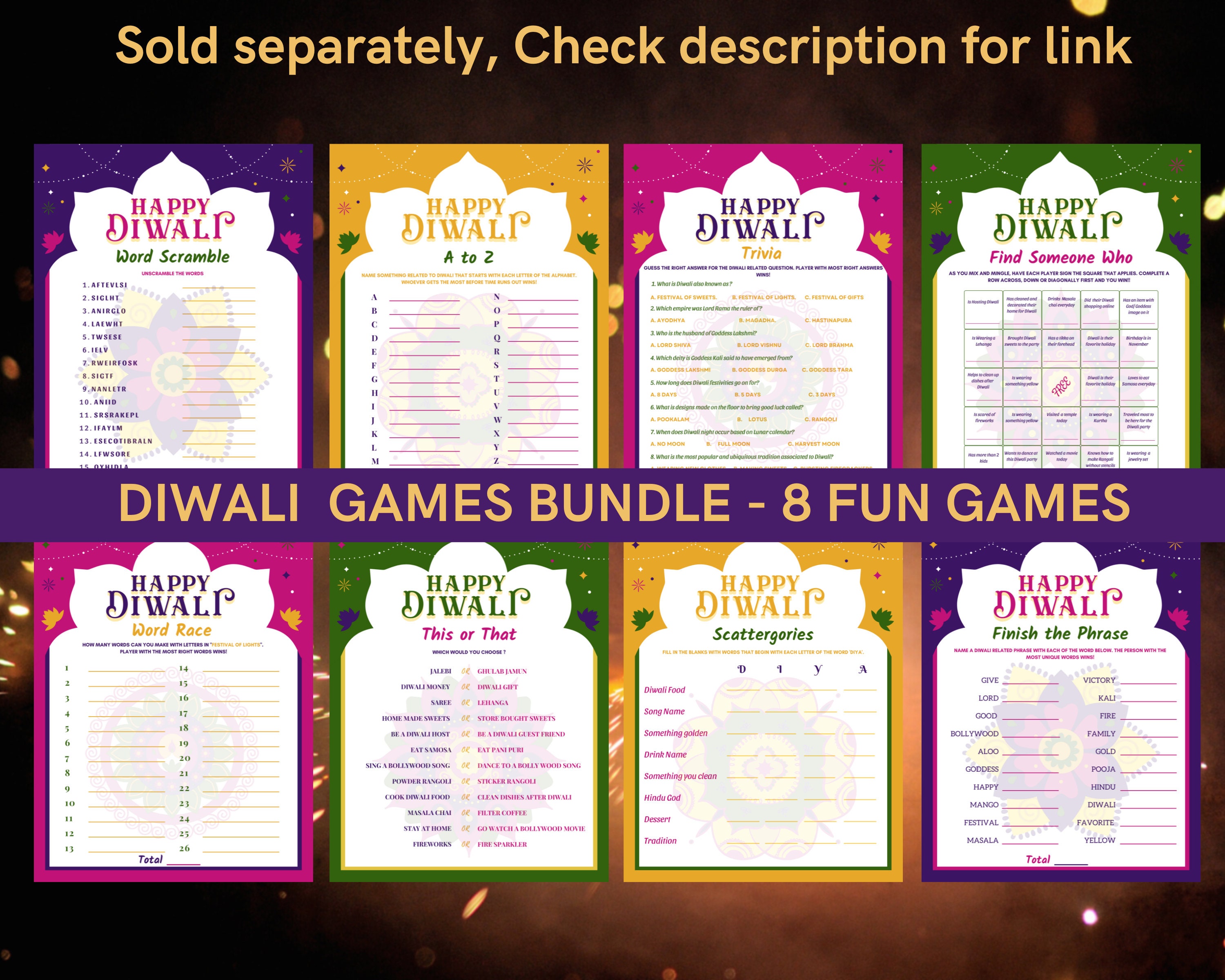 Diwali Charade/ Pictionary Game Cards for a Desi Indian - Etsy UK