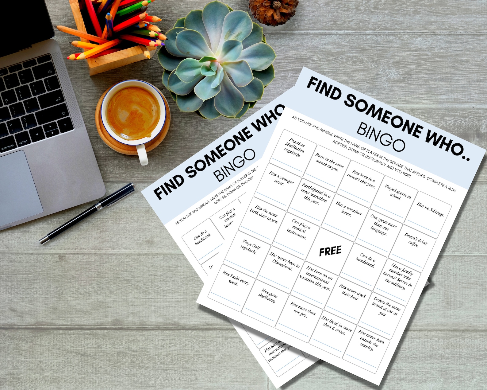 Find Someone Who.. Bingo Game for Fun Work Team Party/ Icebreaker or ...