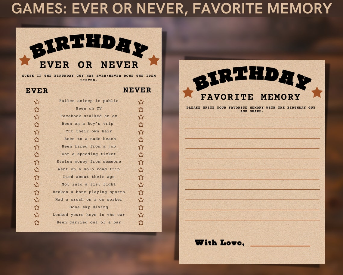 Western Birthday Party Games Bundle for Him (instant Download) - Etsy