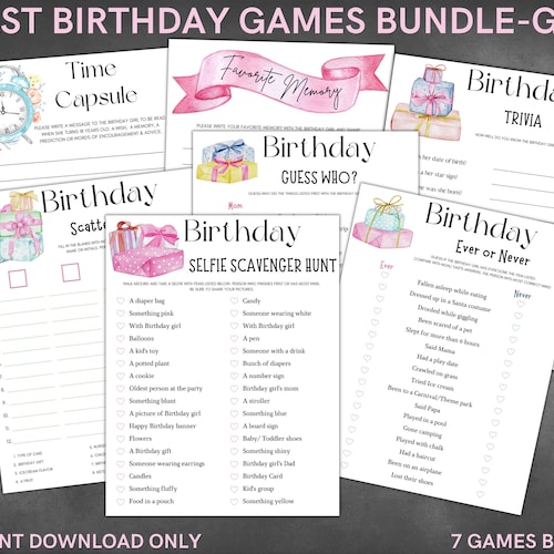 Printable 1st Birthday Party Games for Girl Rainbow Retro - Etsy