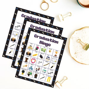 Graduation Party Bingo Game Sheets for Fun Activity With Family and ...