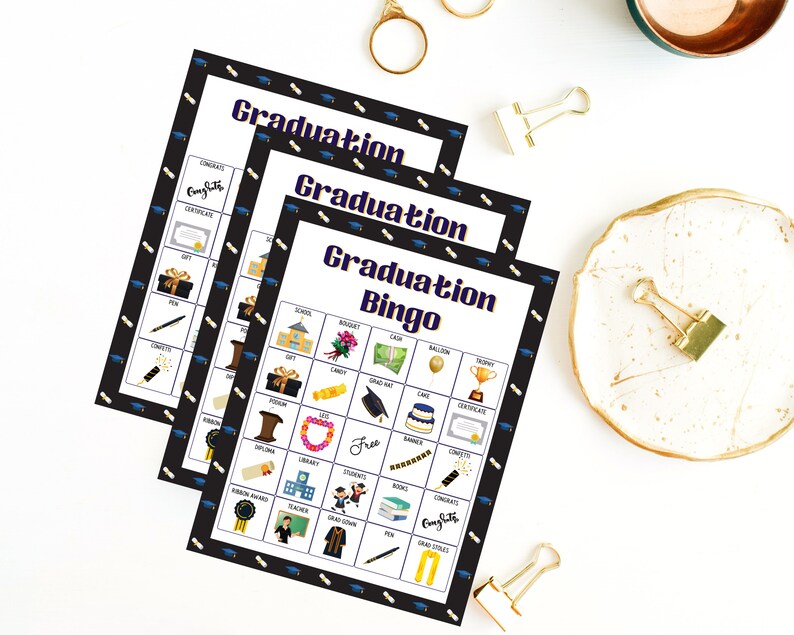 Graduation Party Bingo Game Sheets for Fun Activity With - Etsy