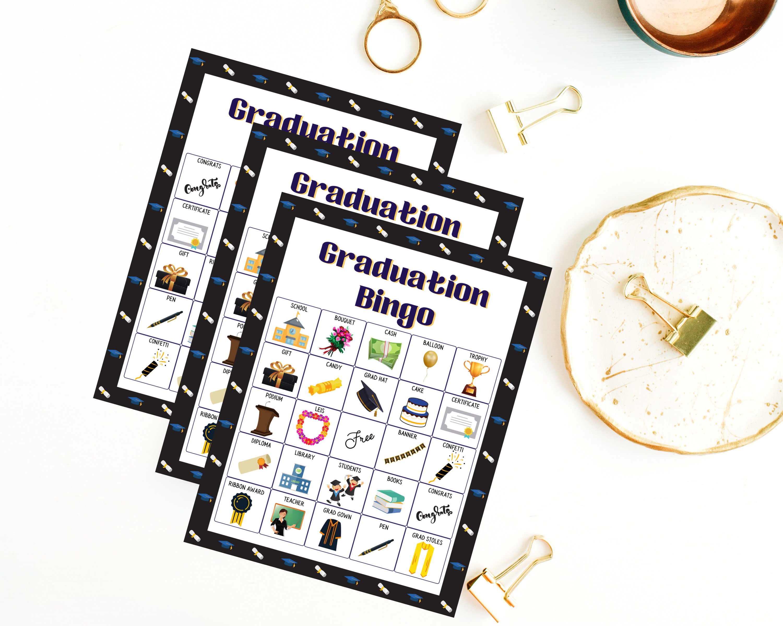 Graduation Party Bingo Game Sheets for Fun Activity With | Etsy