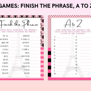 Parisian Birthday Party Games Bundle: 9 Fun Activities (instant ...
