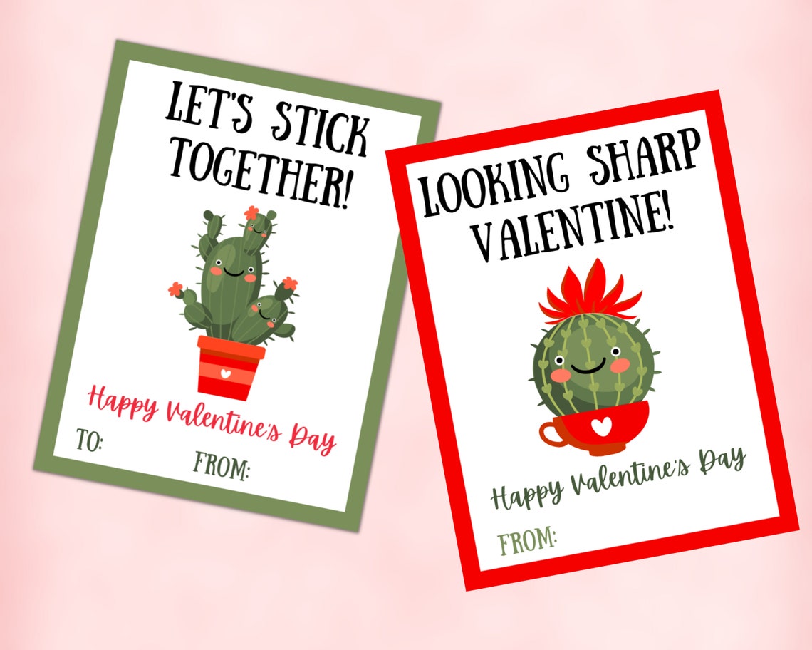Cactus Valentine's Day Cards for Kids- Use for Classroom or Friends ...