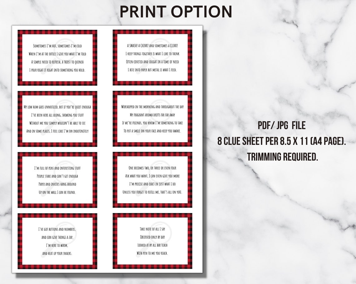 Office Scavenger Hunt Game With Clues Use for Holiday Party - Etsy