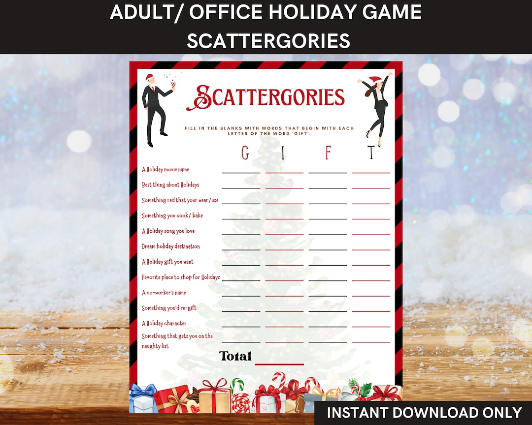 Holiday Scattergories Game: Office Christmas Party (instant Download ...