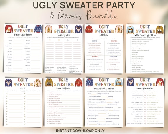 Ugly Sweater Party Games Bundle for a Holiday/ Christmas Party - Etsy