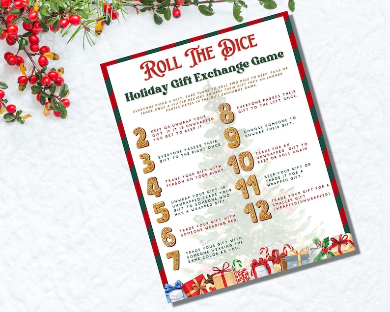 Holiday Roll the Dice Gift Exchange Game (instant Download) - Etsy