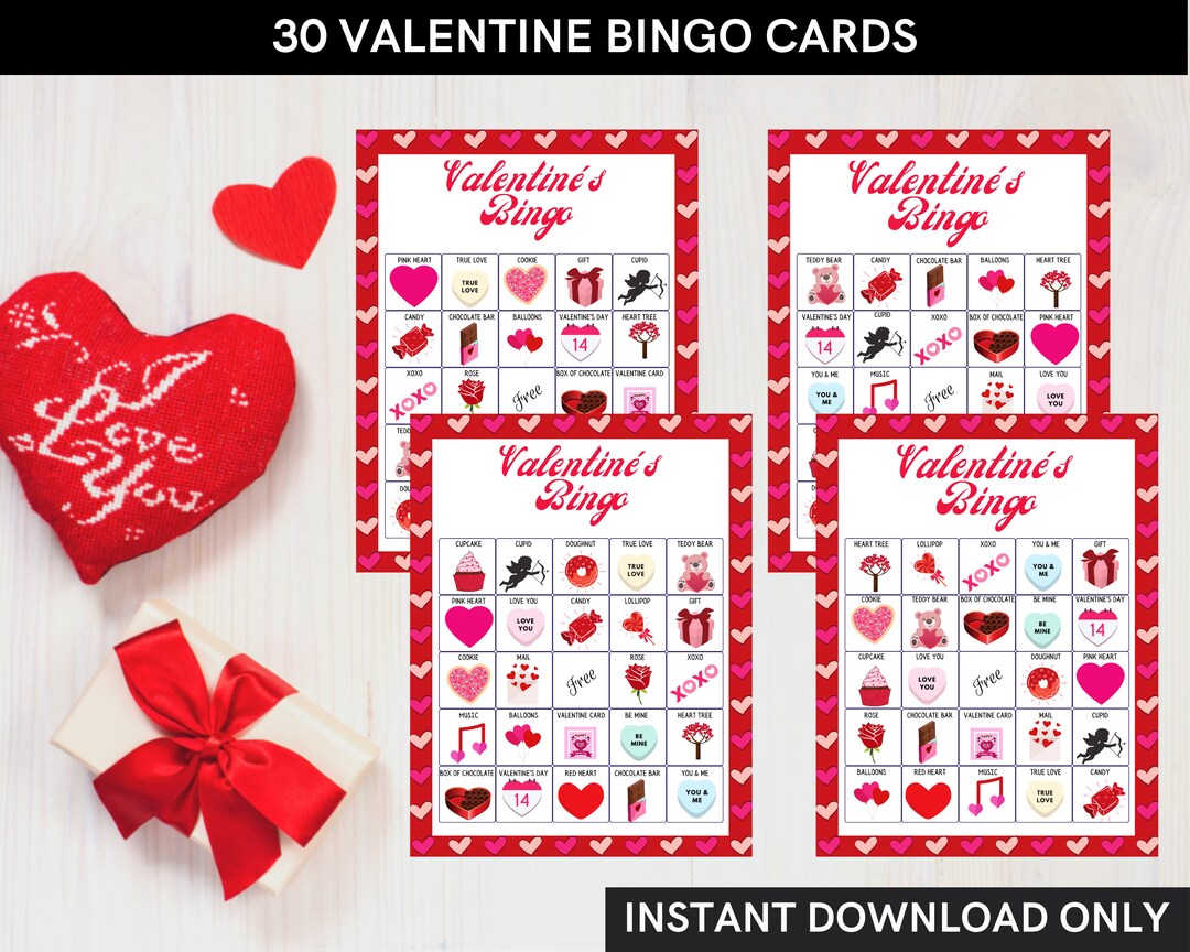 Printable Valentine Bingo Cards for a Fun Activity With Kids, Family or ...