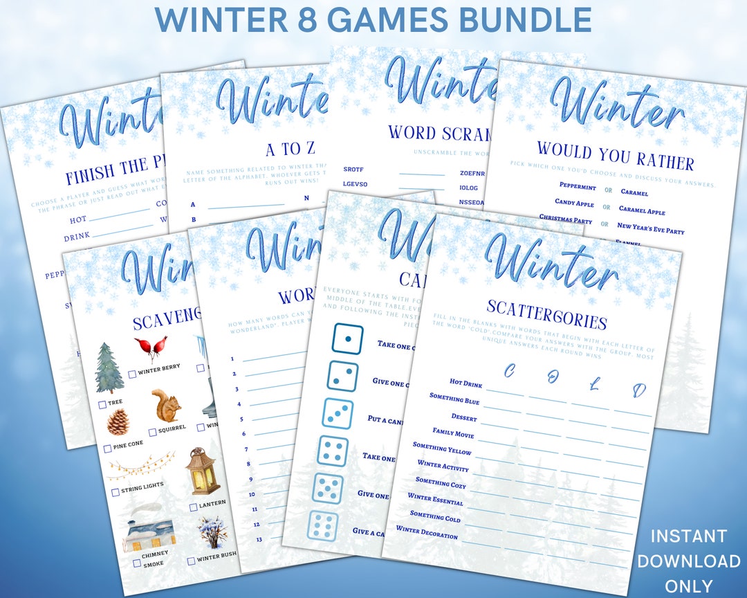Fun Winter Games Bundle for Kid/ Family Activity -welcome Winter ...