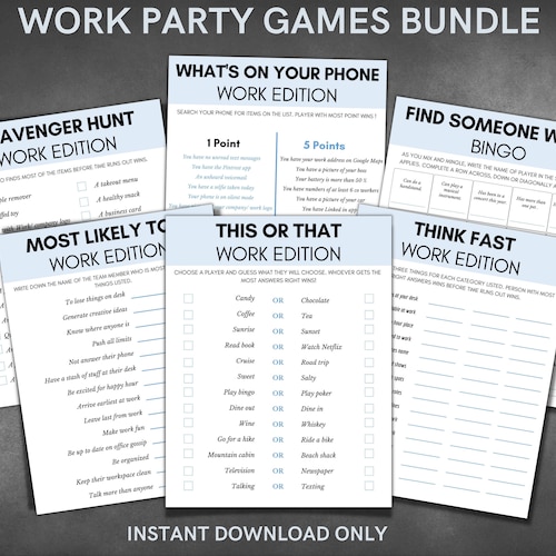 Office Party Games Work Party Games Staff Games Team - Etsy