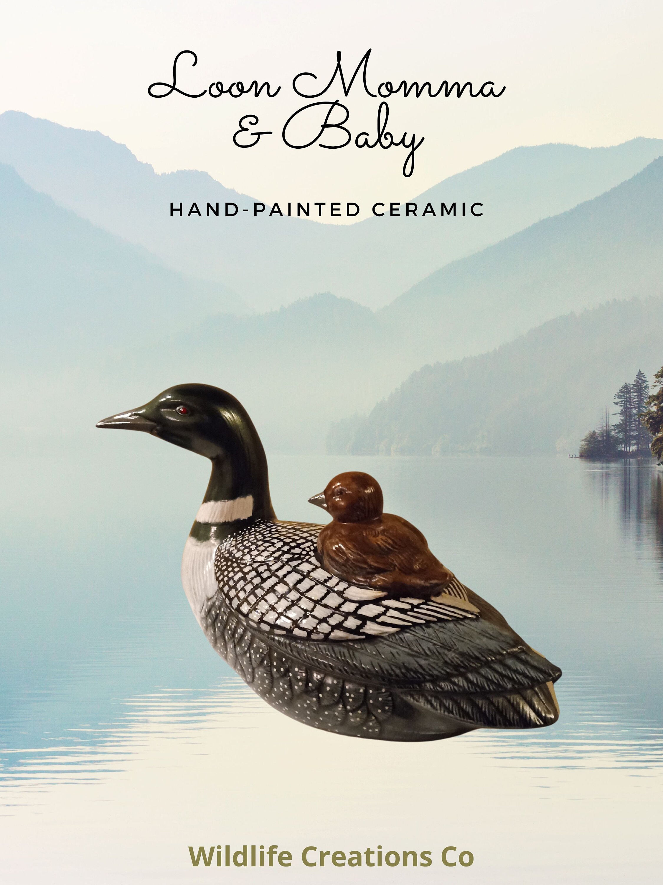 Beautiful Loon With Baby. Hand-painted Ceramic, Made in the USA - Etsy