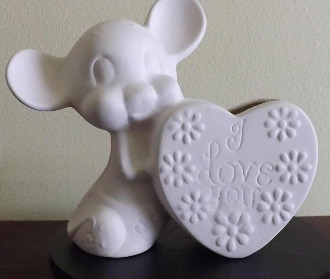 Ready to Paint Valentine Mouse Planter: Ceramic Bisque Vase - Etsy