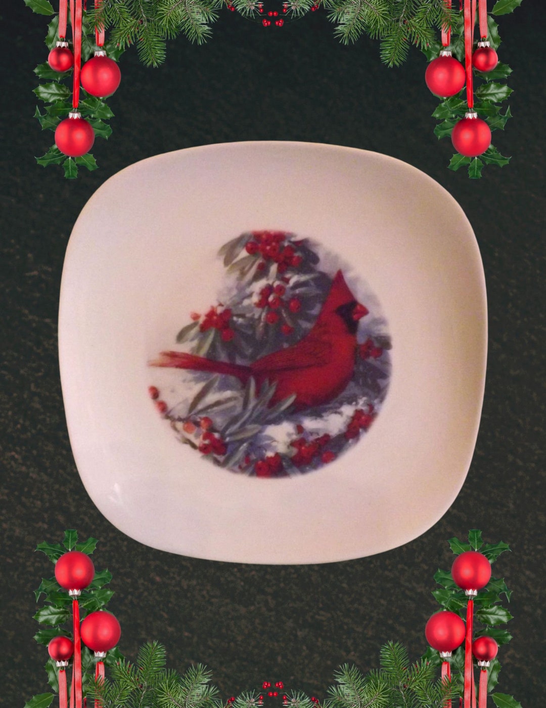 Cardinal Decorative Plate With Rounded Corners 7" X 7" Inches. - Etsy