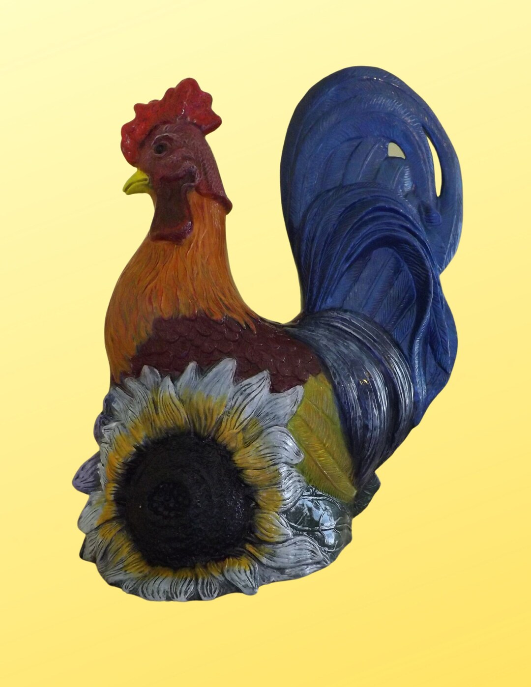 Large Rooster With Sunflowers is a Beautiful Hand-painted Statue ...