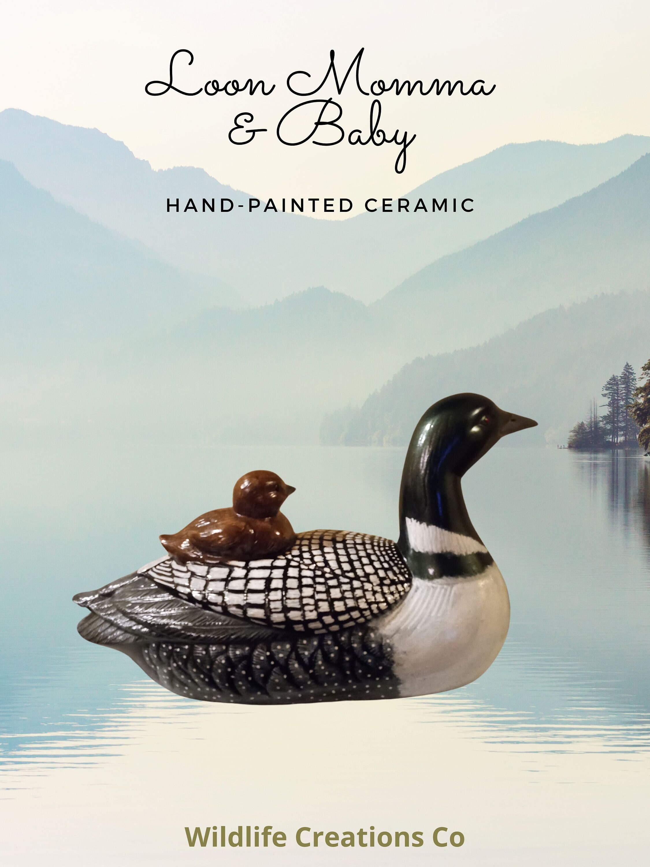 Beautiful Loon With Baby. Hand-painted Ceramic, Made in the USA - Etsy