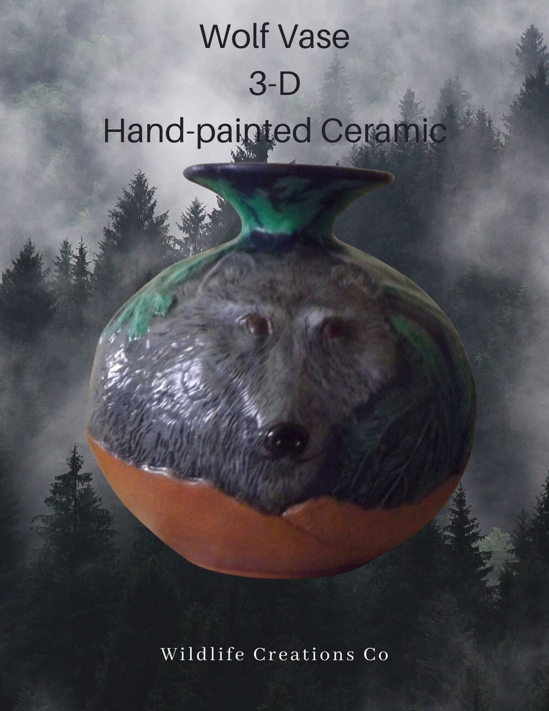 This Wolf Vase is Very Unique. It is a Hand-painted Piece We Think You ...