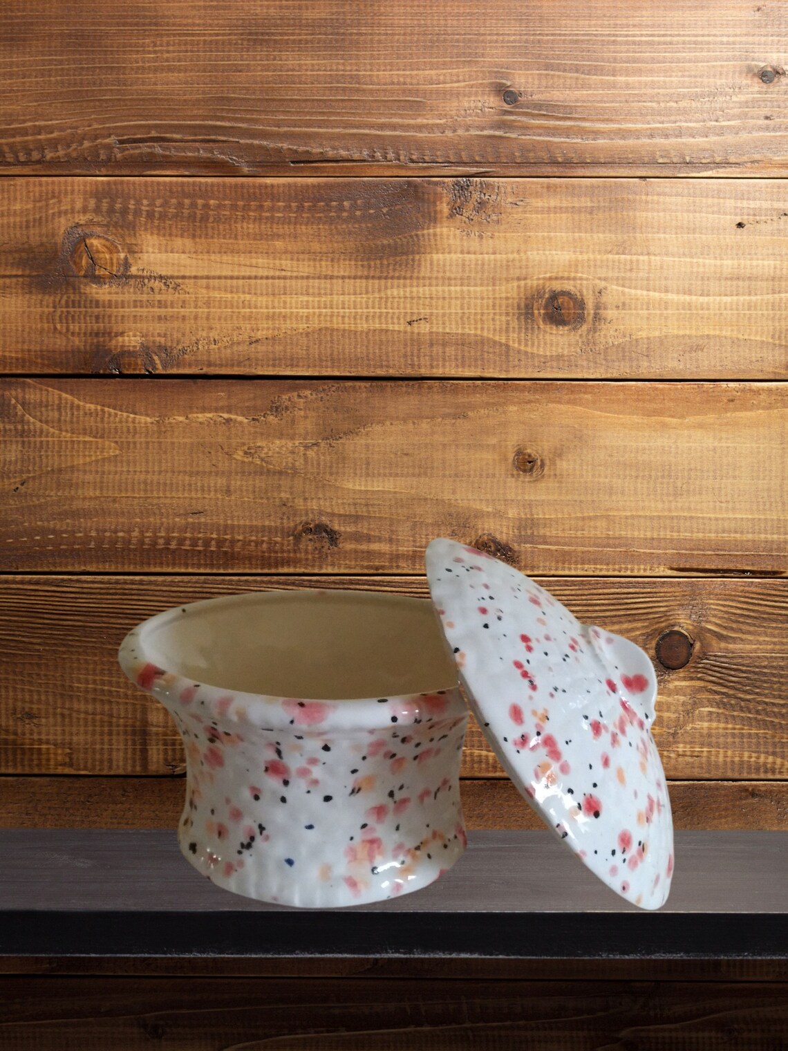 Confetti Pattern Style Ceramic Container With Lid. Measures ...