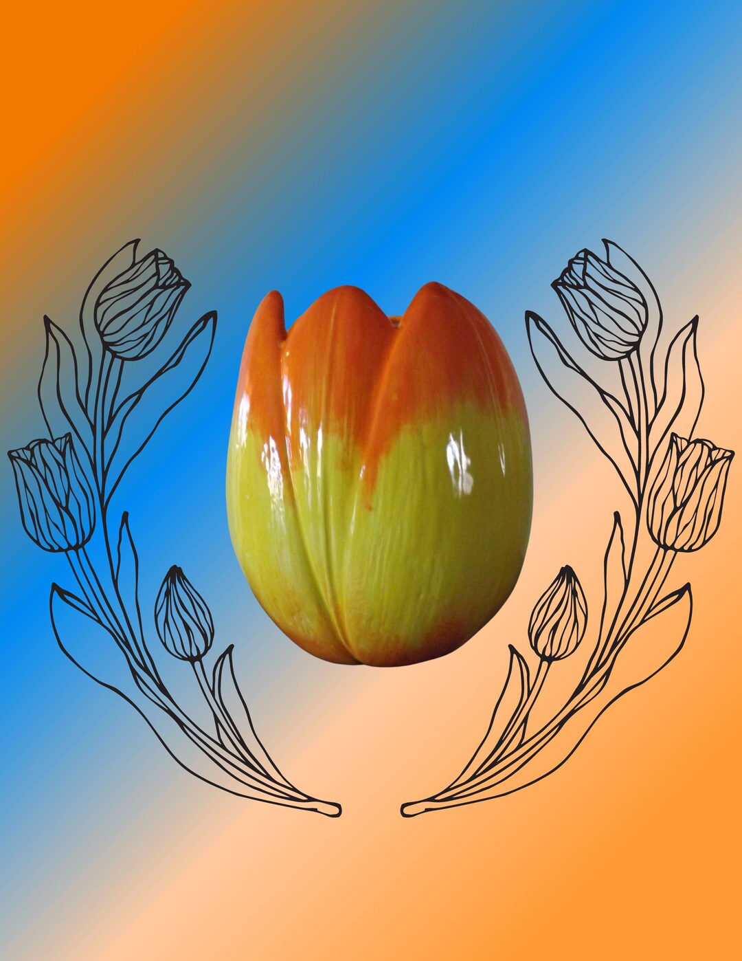 Tulip Glazed Ceramic Vase. Made in the USA - Etsy