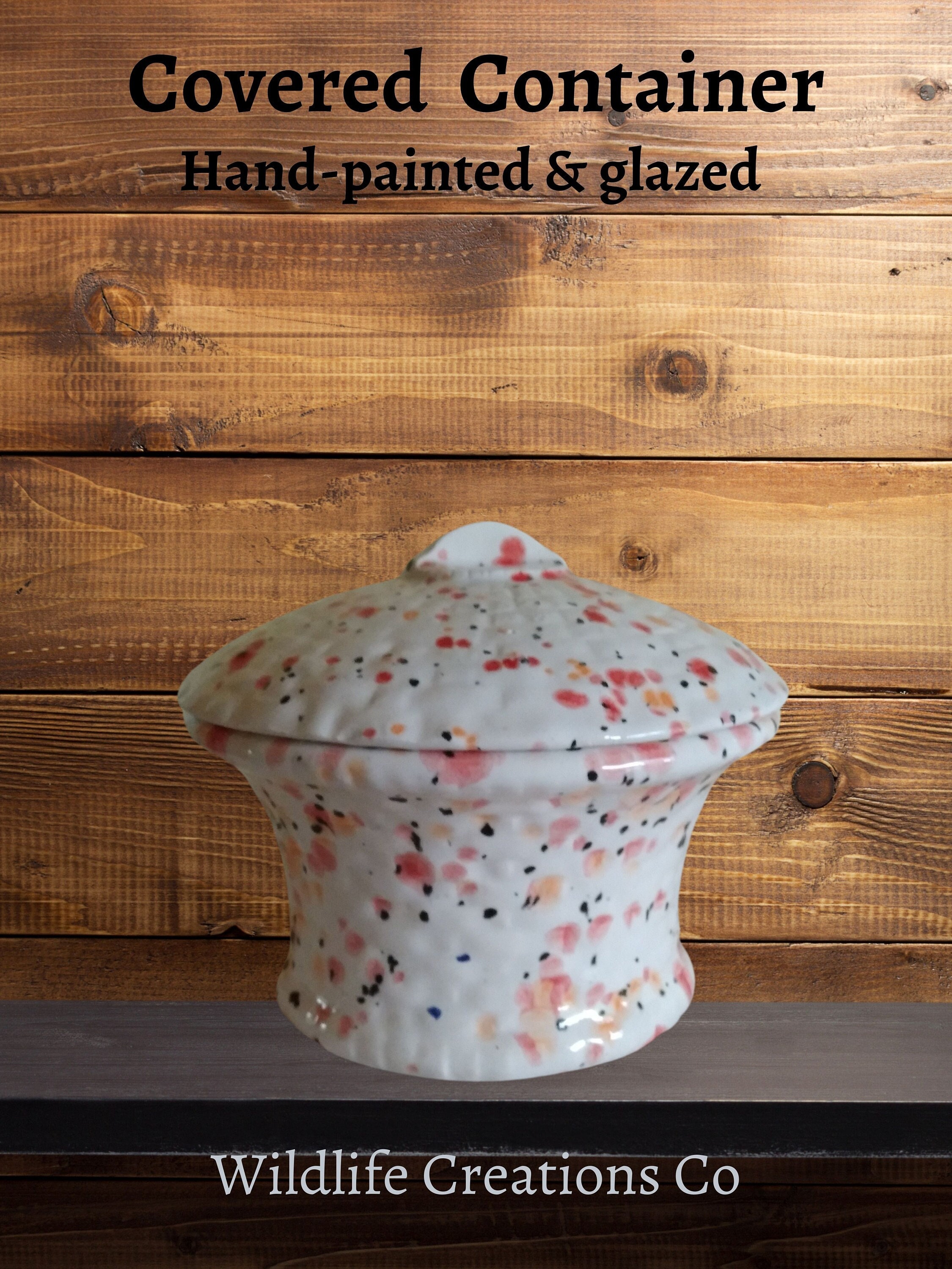 Confetti Pattern Style Ceramic Container With Lid. Measures ...