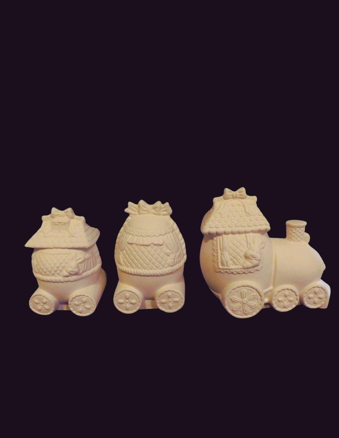 Cute Easter Train 3 Piece Set Ready to Paint Ceramic Bisque - Etsy