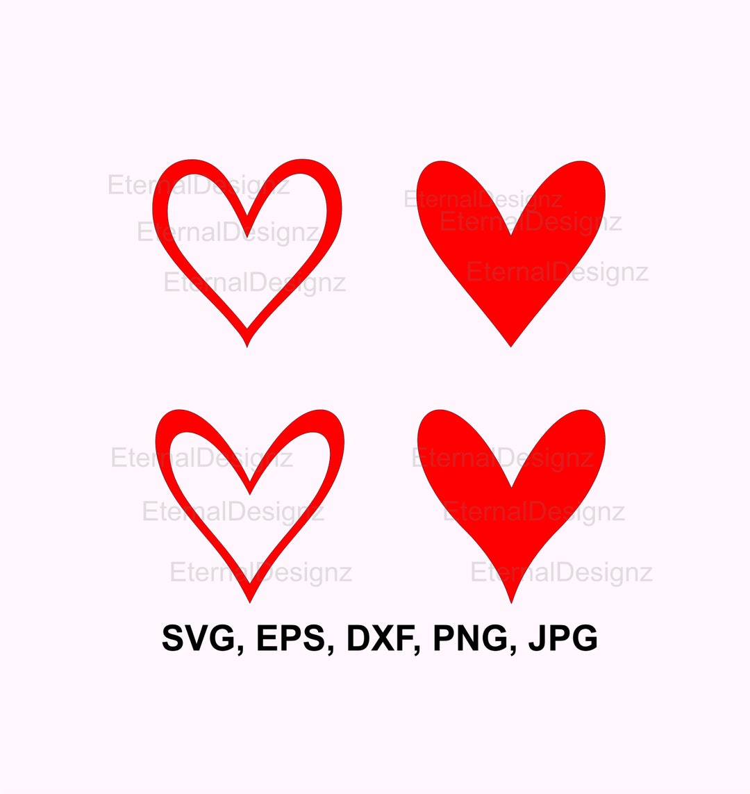 Hearts Svg, Dxf, Eps, Png, Heart Clip Art Digital Download Cricut ...