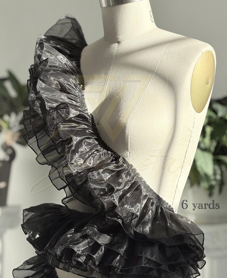 Pleated Ruffled Organza Lace Trim by the Yard - Black - Etsy