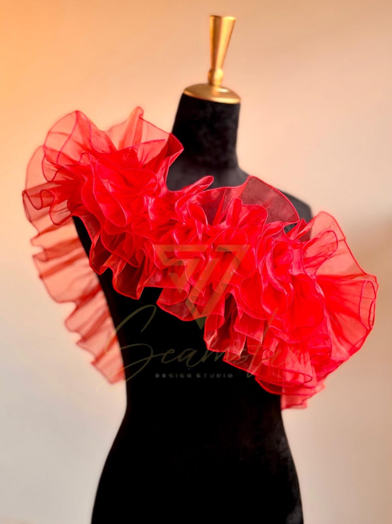 Pleated Ruffled Organza Lace Trim by the Yard - Red - Etsy