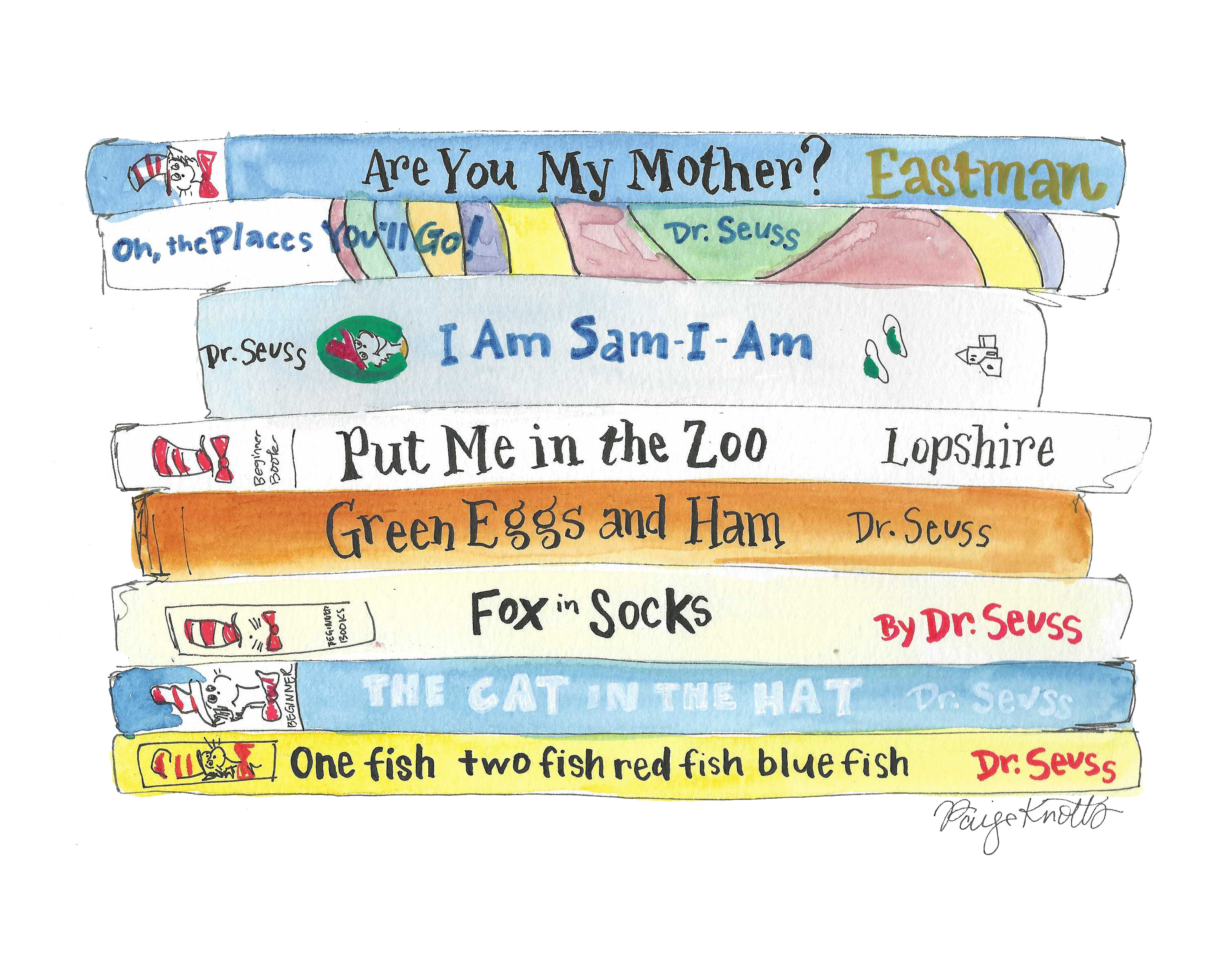 Dr. Seuss Favorites Book Stack Print - Etsy