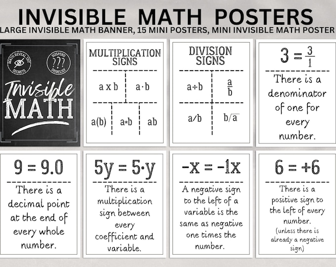 Invisible Math Printable Poster, Math Classroom Decor, Middle School ...