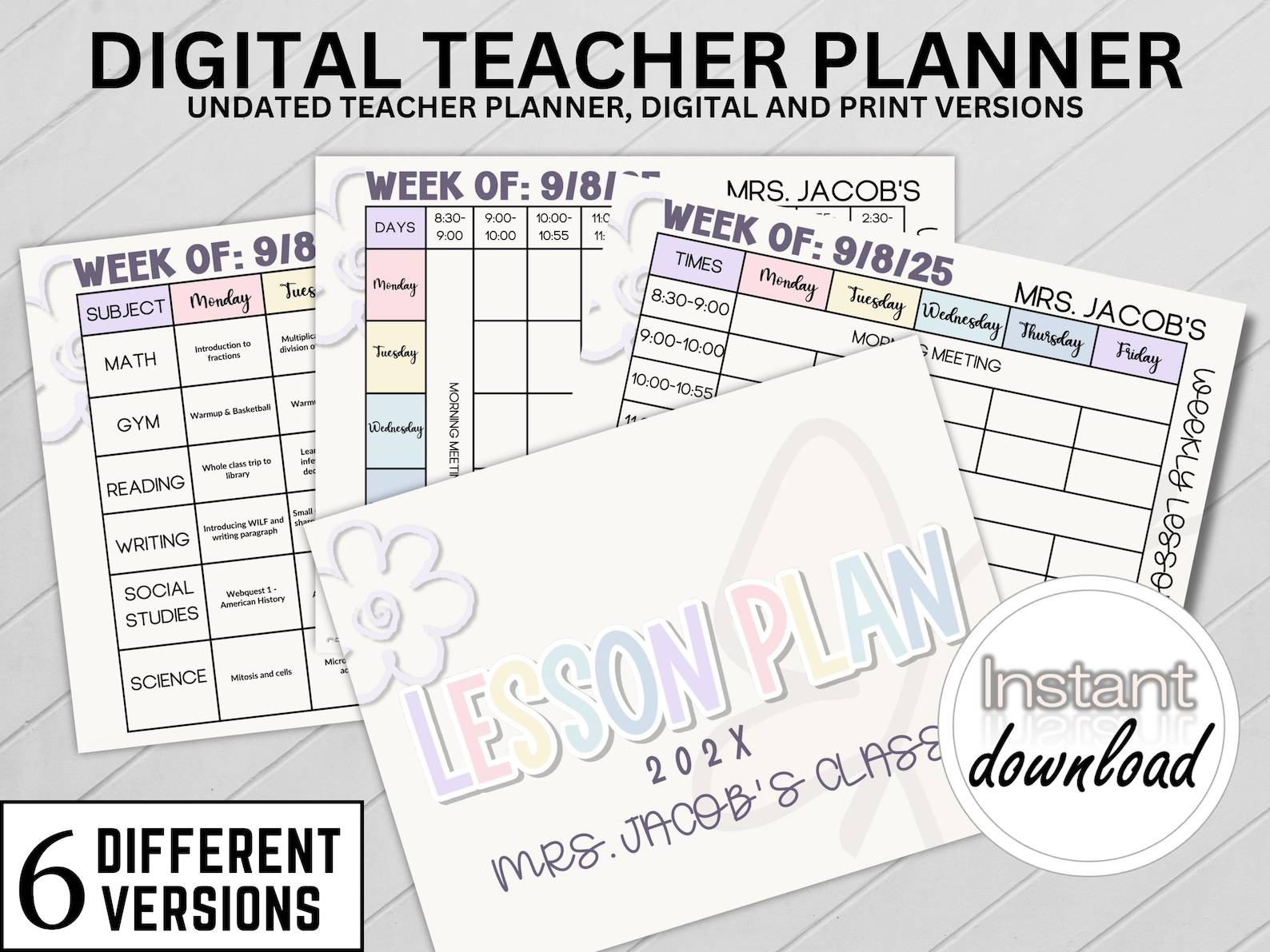 Weekly Teacher Lesson Planner: Rainbow Design (powerpoint, Google ...