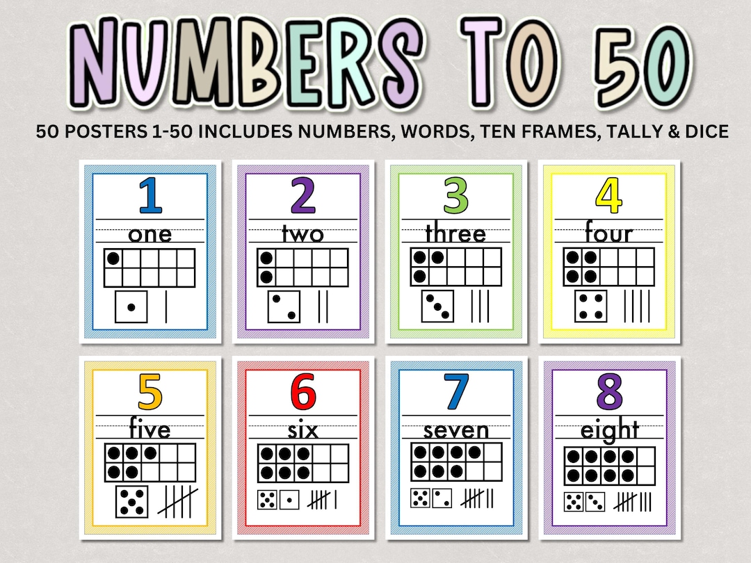 Numbers to 50 Posters - Counting to 50, Writing Numbers to 50, Math ...