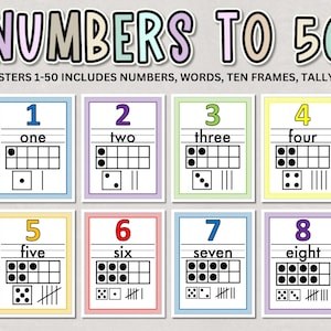 Numbers to 50 Posters - Counting to 50, Writing Numbers to 50, Math ...